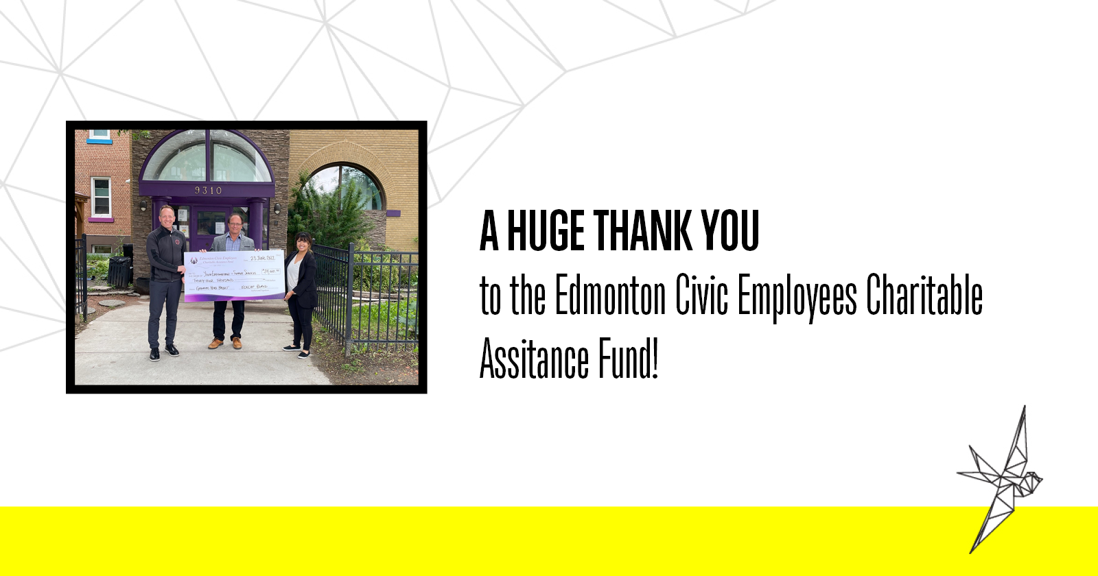 A Huge Thank You to the Edmonton Civic Employees Charitable Assistance Fund! - YESS